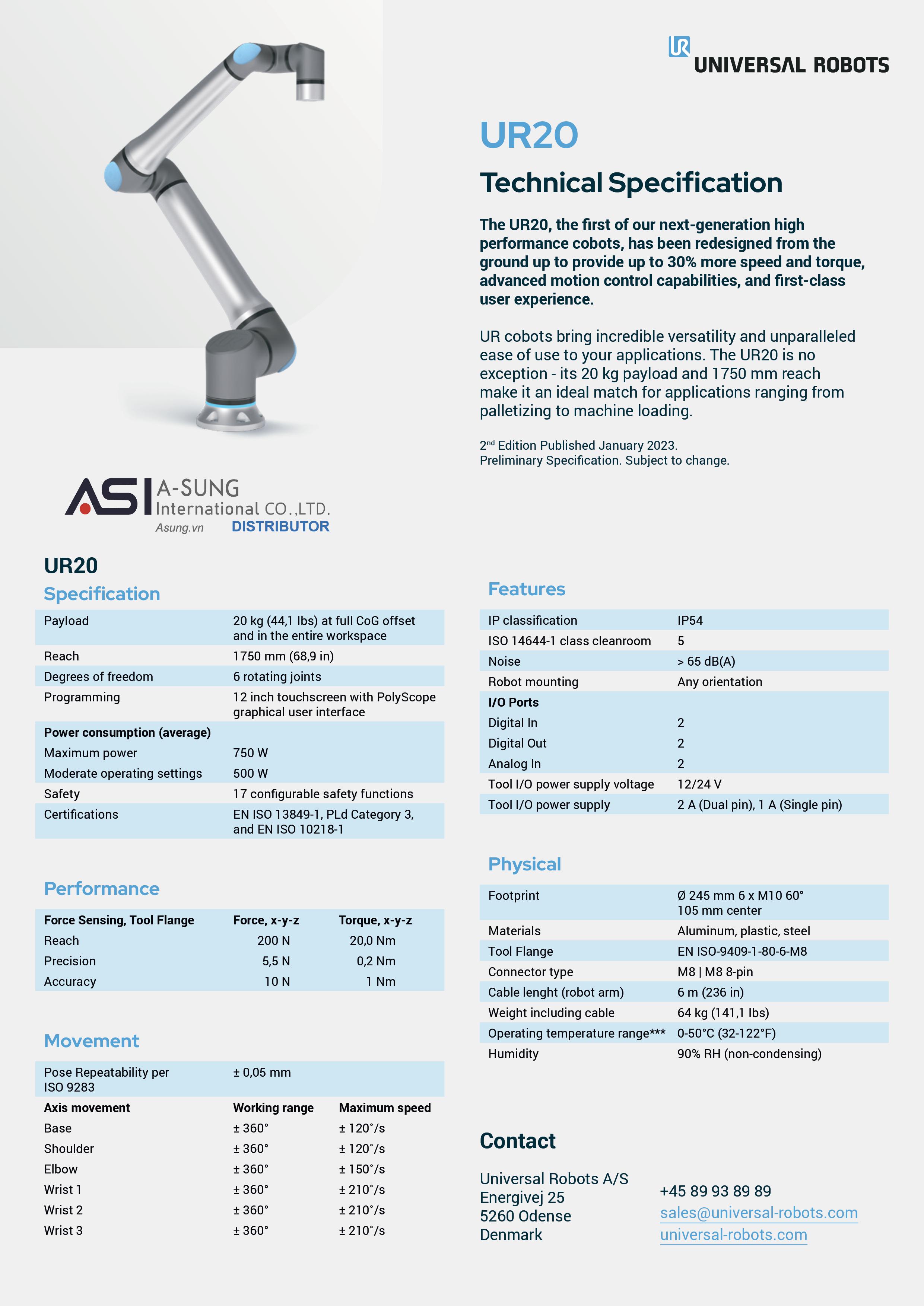 UR20e || Đại lý chính hãng Universal Robot || UR Robot chính hãng